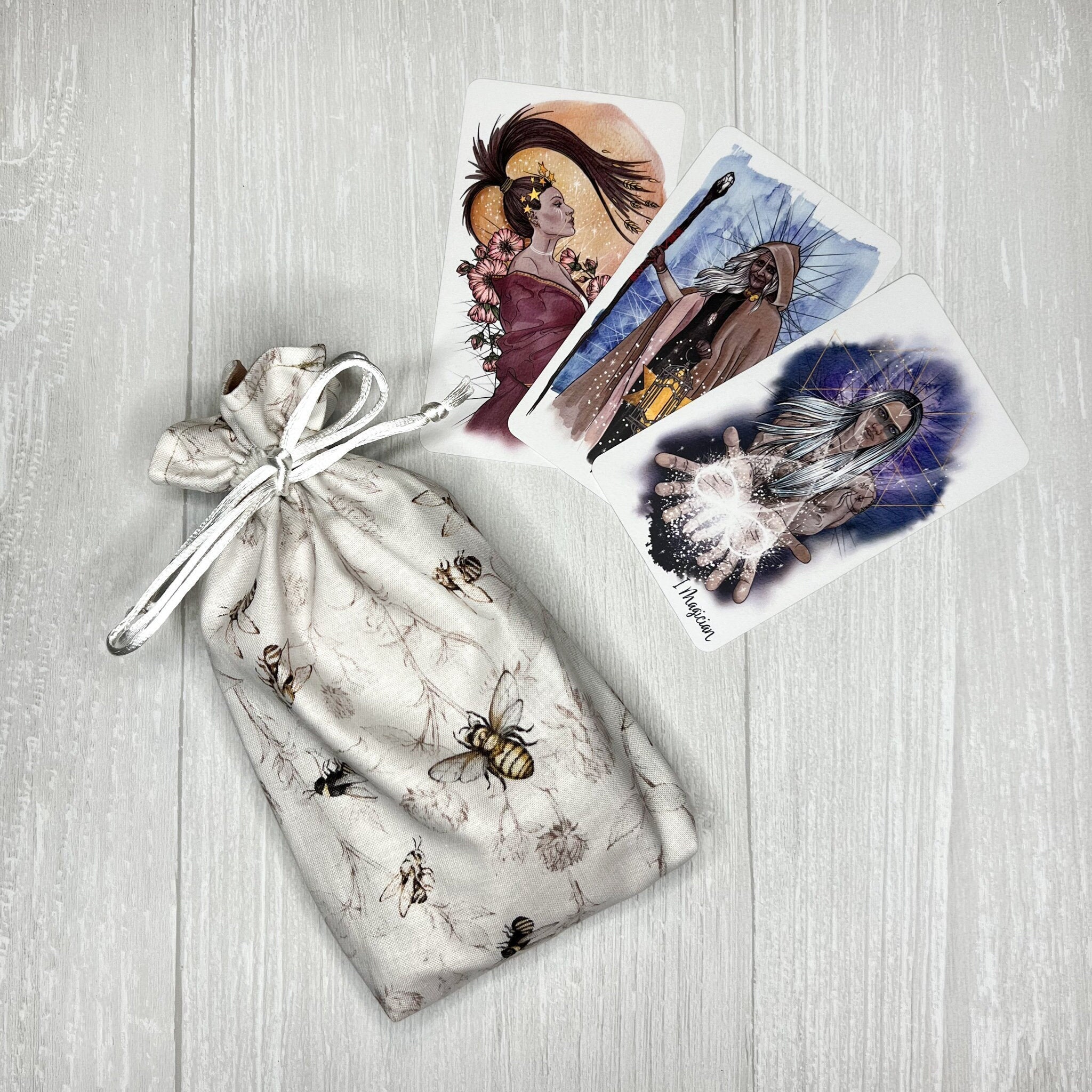 Standard Sized Bee Drawstring Bag – Threads of Tarot